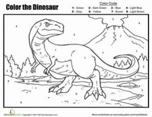 Kindergarten Color by Number Dinosaurs Worksheets: Color by Number: The ...