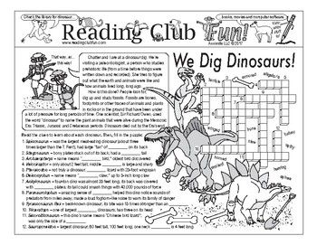 DINOSAURS – We Dig Them! Puzzle Set. Includes: • Two-Page Activity Set ...