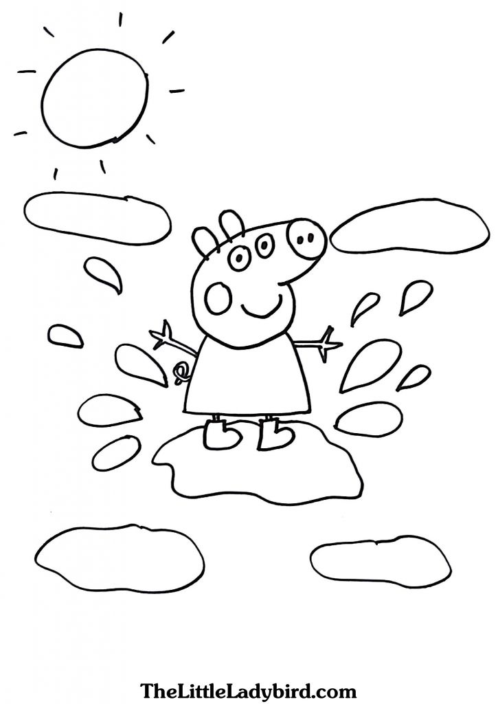 Peppa Pig Muddy Puddles Coloring Pages | BubaKids.com