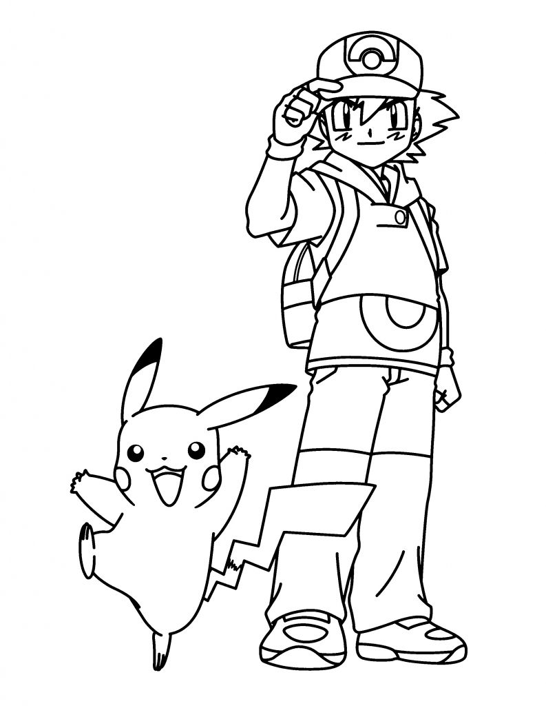 Pokemon ash Ketchum Coloring Page | BubaKids.com