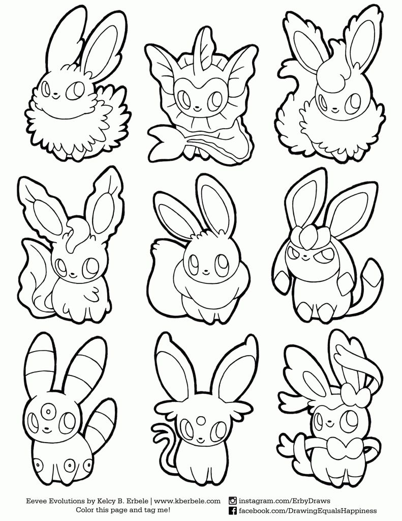 Pokemon Coloring Pages All Eevee Evolutions | BubaKids.com