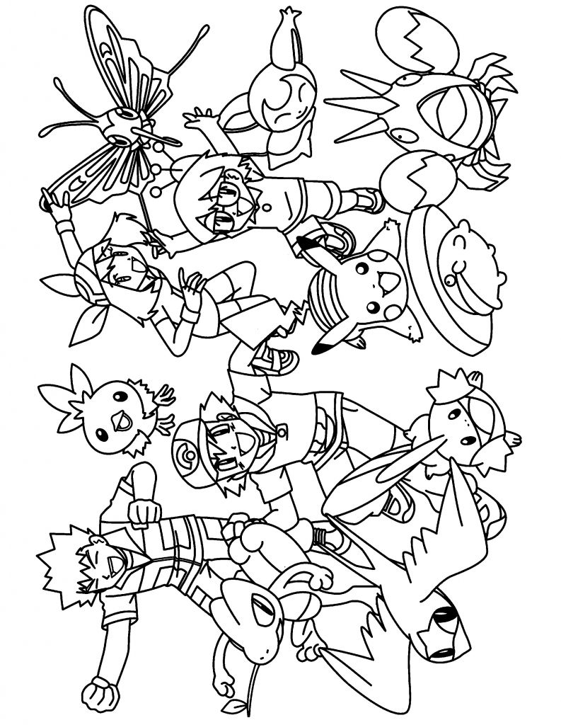 Pokemon Group Coloring Pages | BubaKids.com