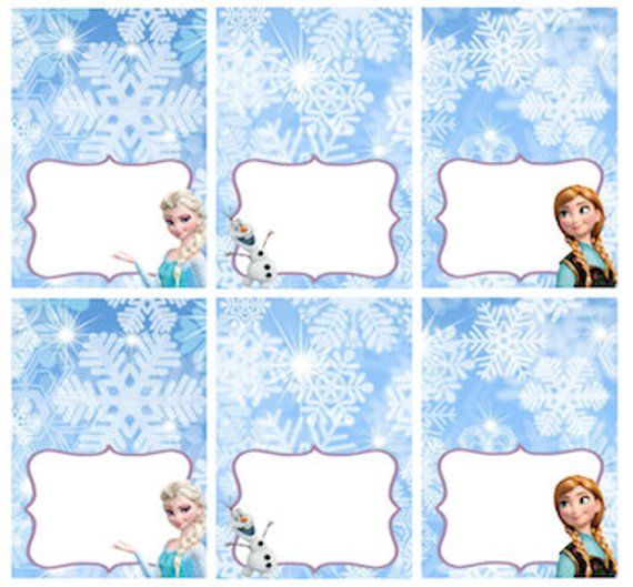 Disney Frozen Food Labels Placecards Tent Cards Favor Tags - INSTANT ...