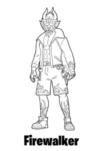 Firewalker Fortnite the dragon-faced skin coloring page. | BubaKids.com
