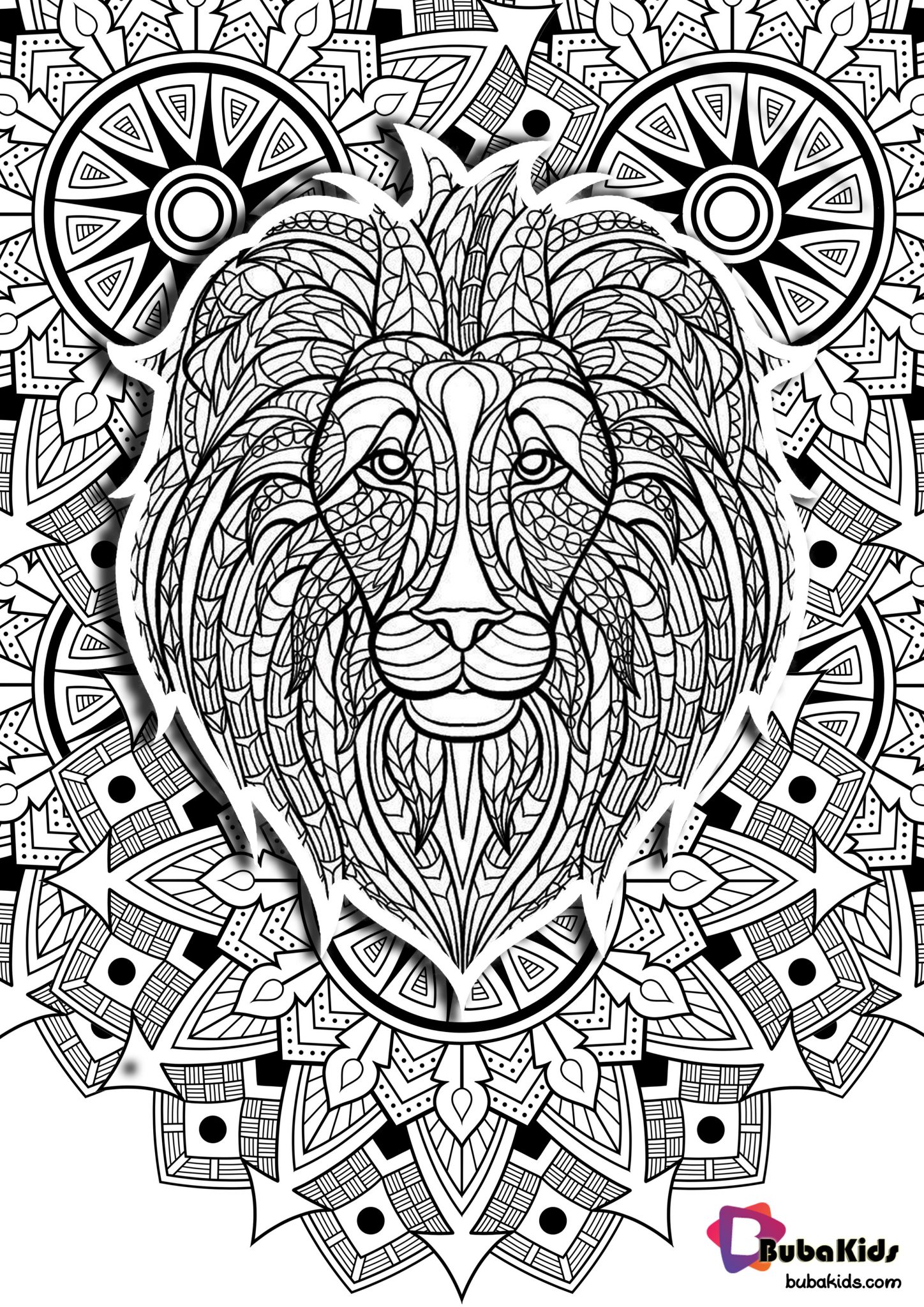 Animal elephant mandala coloring page for kids and adults | BubaKids.com
