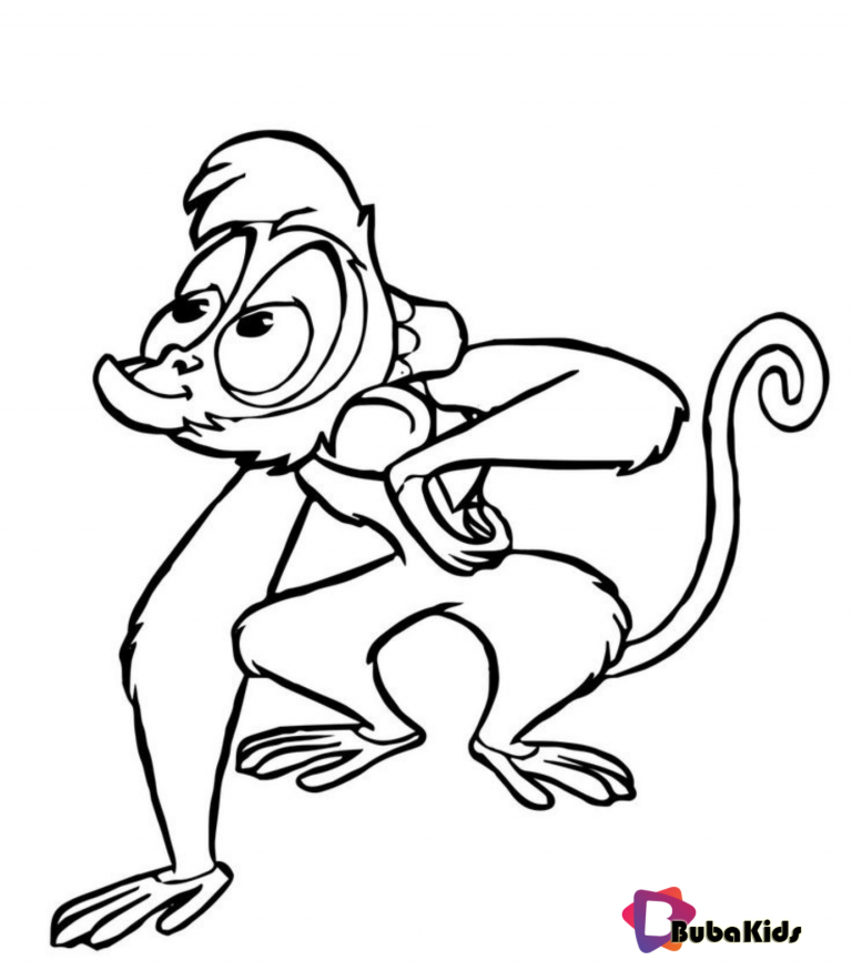 Aladdin's pet monkey Abu printable and coloring page. | BubaKids.com
