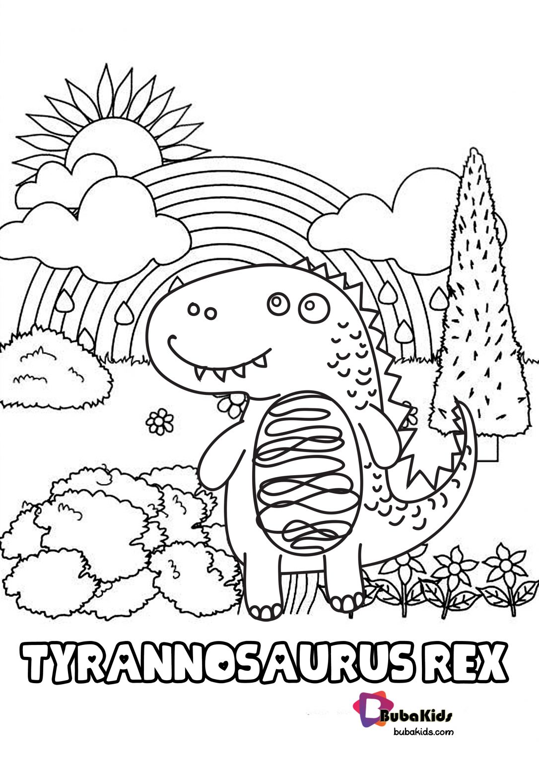 Coloring Page Of A T Rex | BubaKids.com