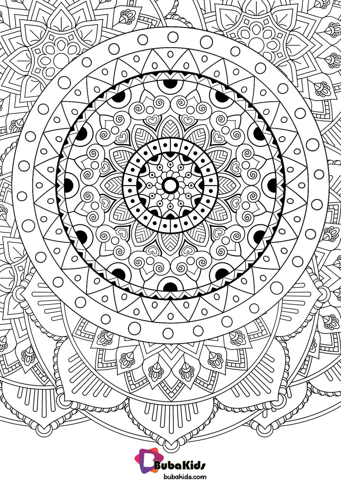 Easy Flower Mandala Coloring Page For Kids | BubaKids.com