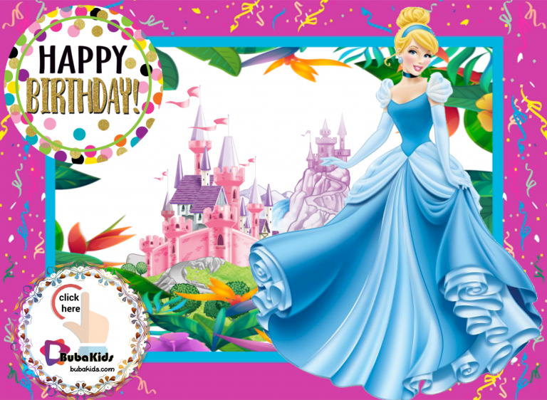 Cinderella free printable invitation card template. | BubaKids.com