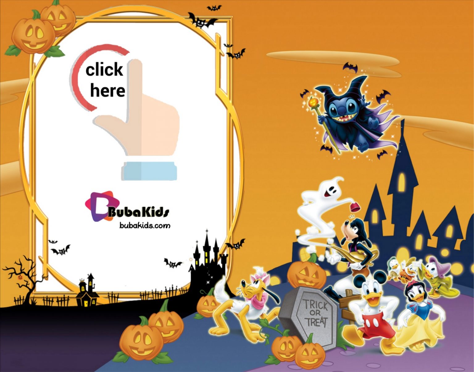Donald duck and pluto disneys cartoon characters halloween invitation ...