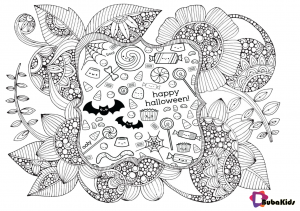 Halloween 2019 mandala printable coloring page. | BubaKids.com