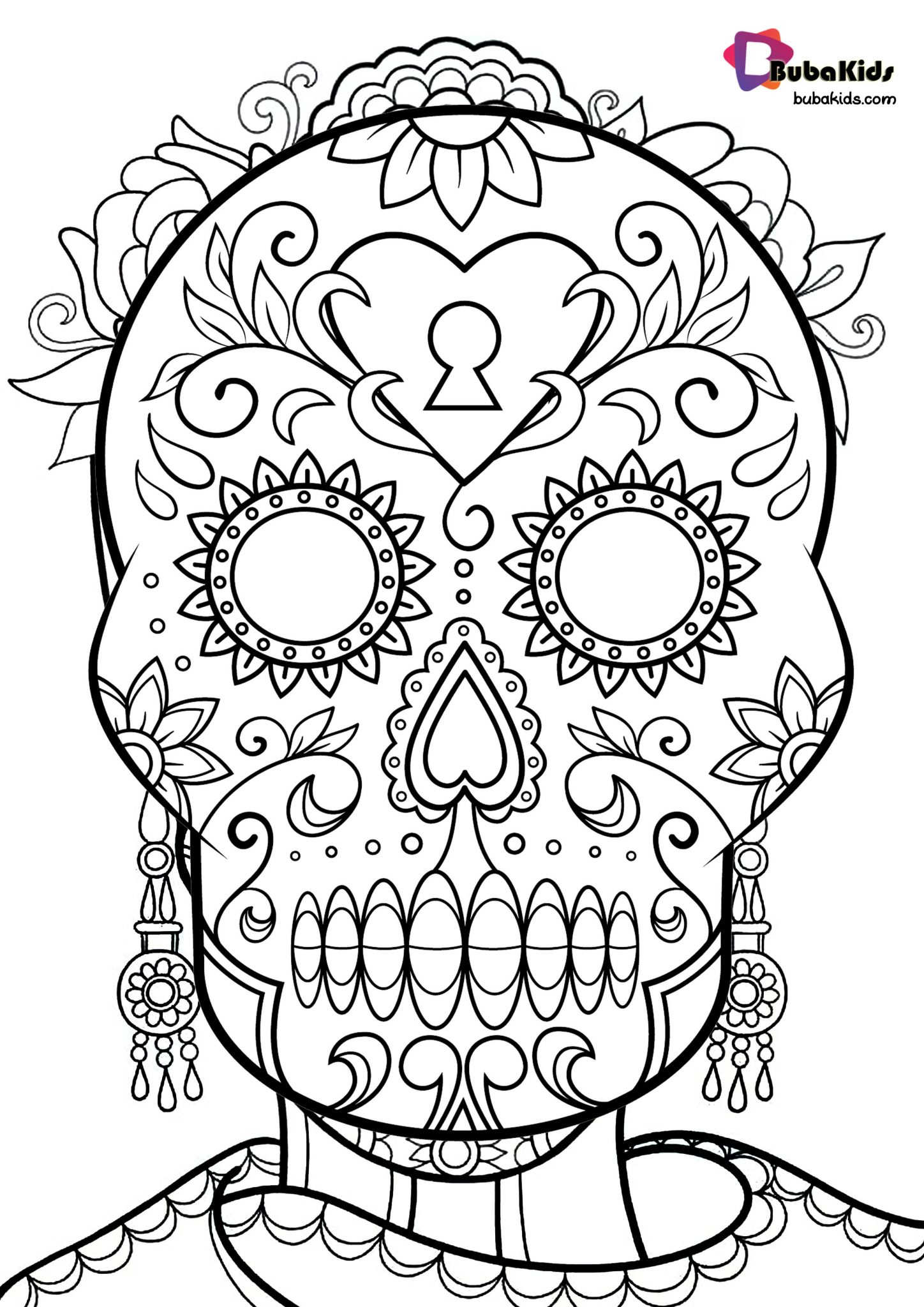 La Calavera Catrina Coloring Page | BubaKids.com