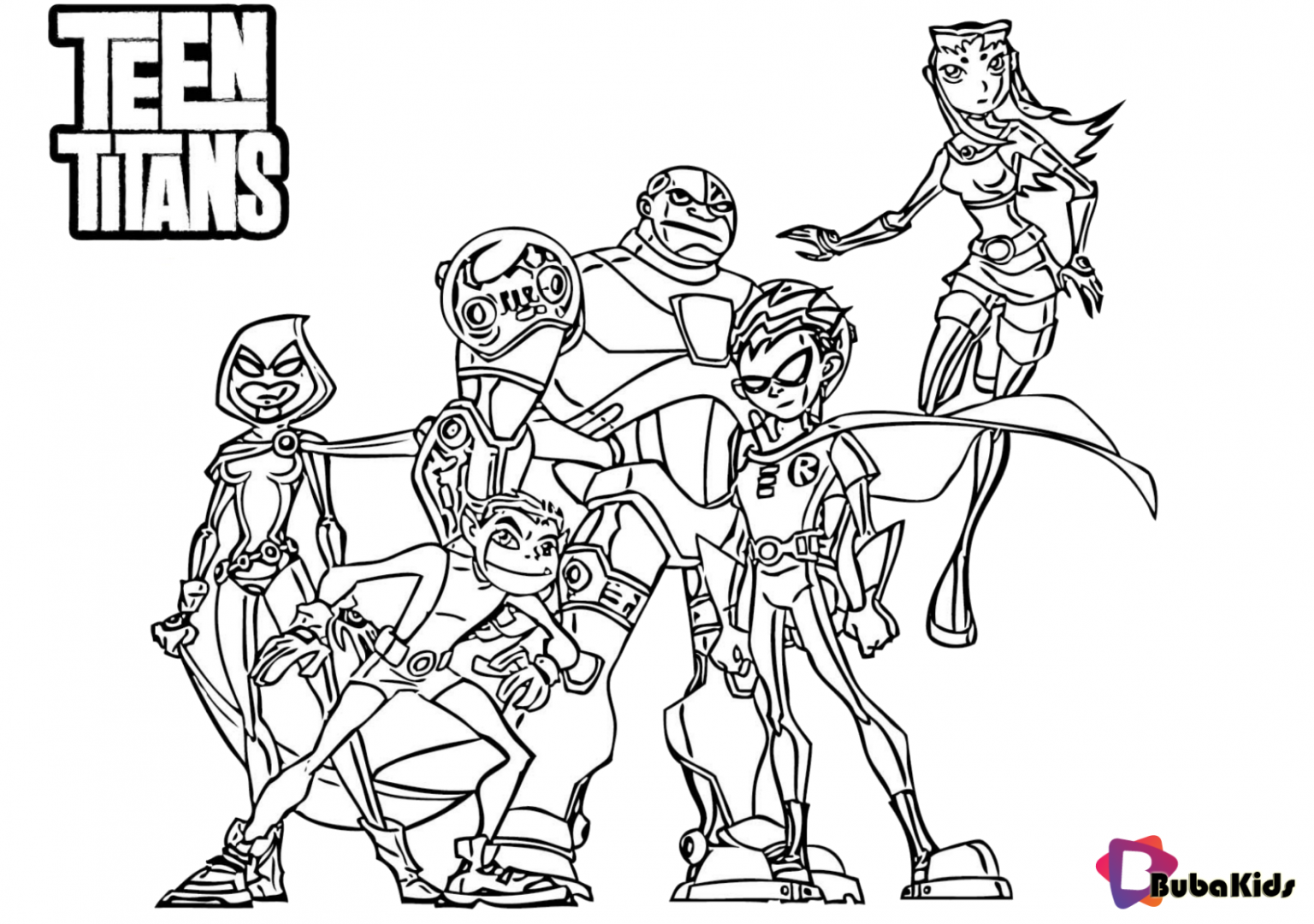 Teen Titans free printable coloring pages. | BubaKids.com