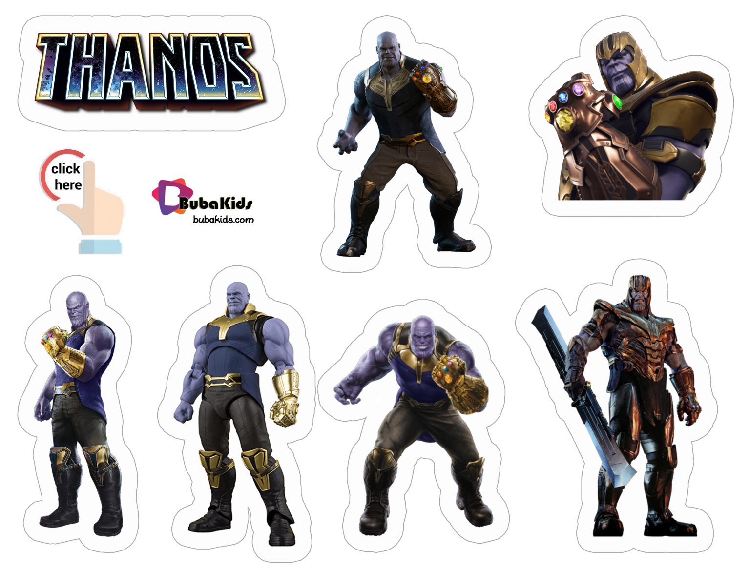 Thanos free and printable sticker template. | BubaKids.com
