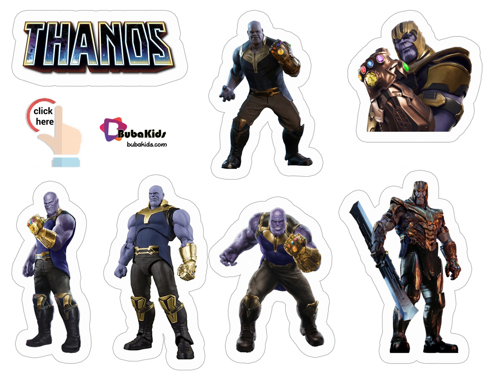 Thanos free and printable sticker template. | BubaKids.com
