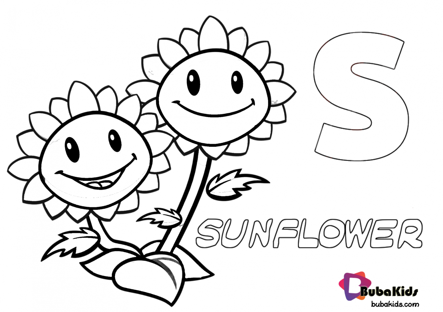 Print and color this free letter S and cute sunflower coloring page for ...