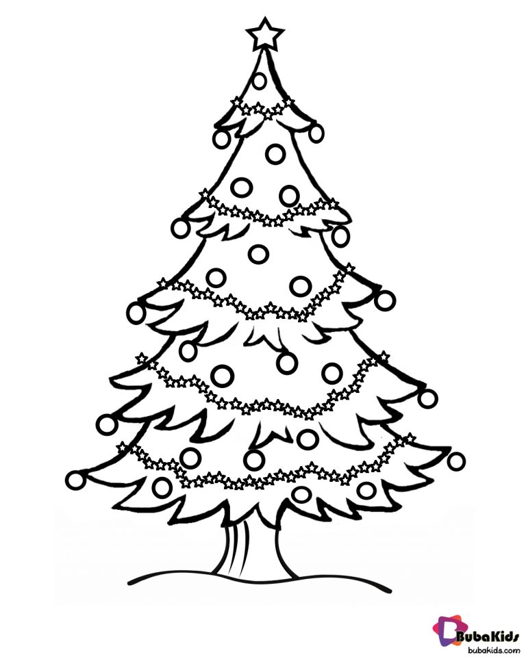 Christmas tree free printable coloring page. | BubaKids.com