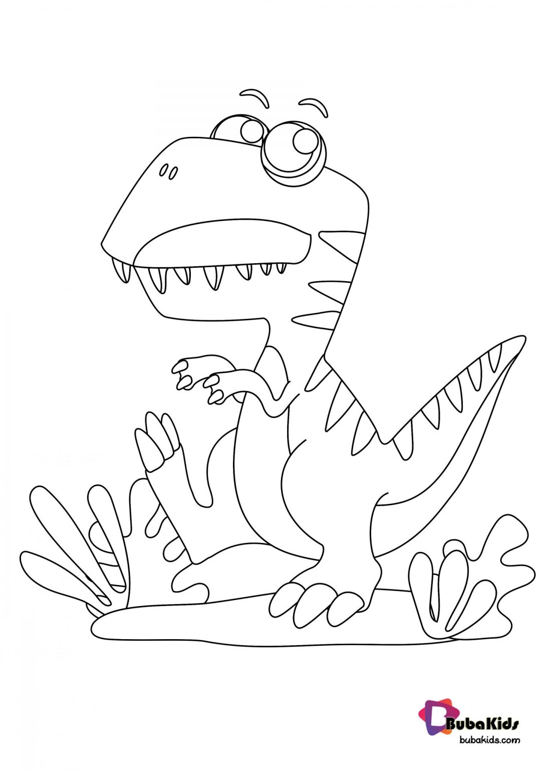 Cute T-Rex Coloring Page Printable For Kids | BubaKids.com