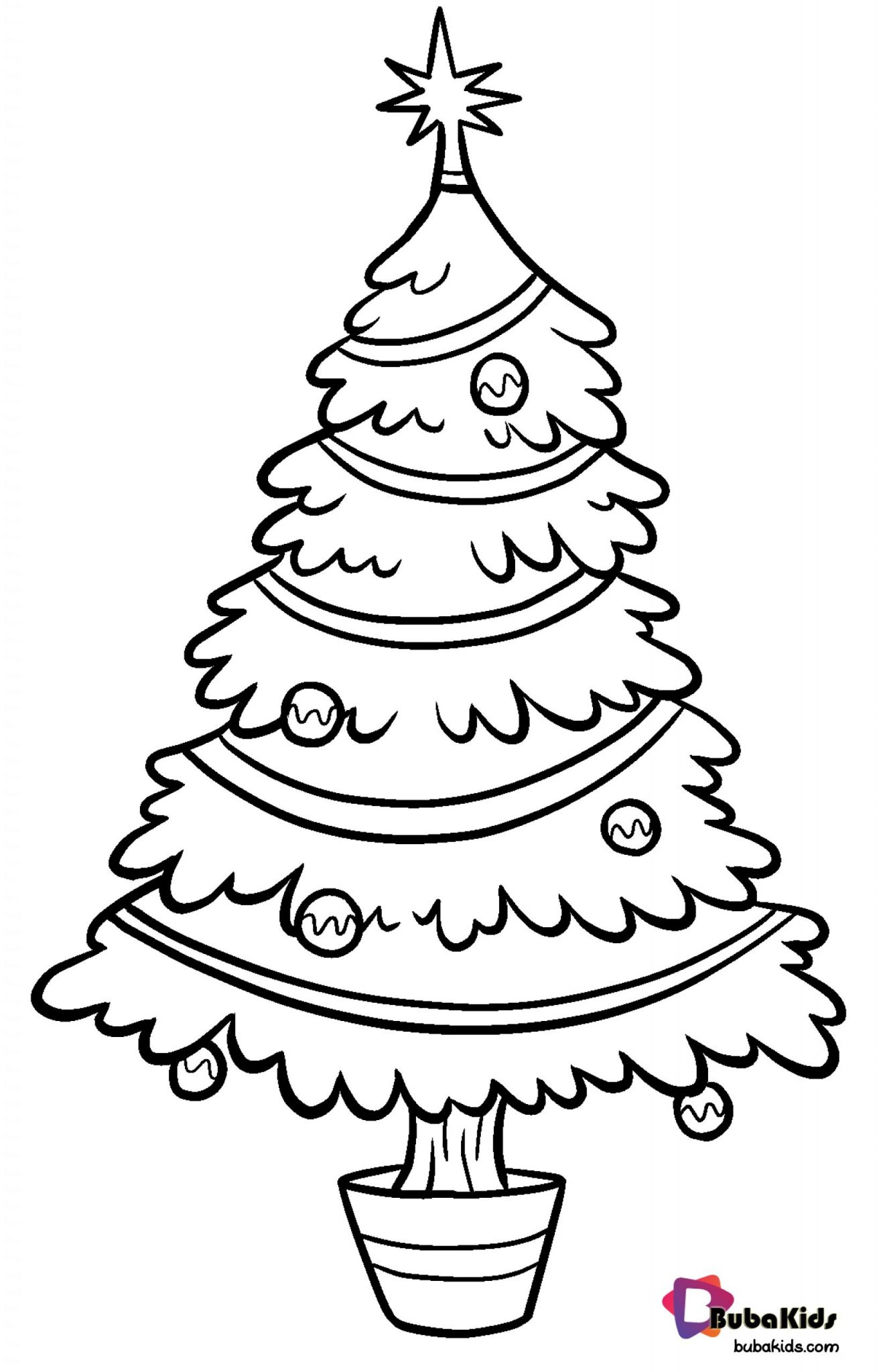 Free download and printable christmas tree coloring pages. | BubaKids.com