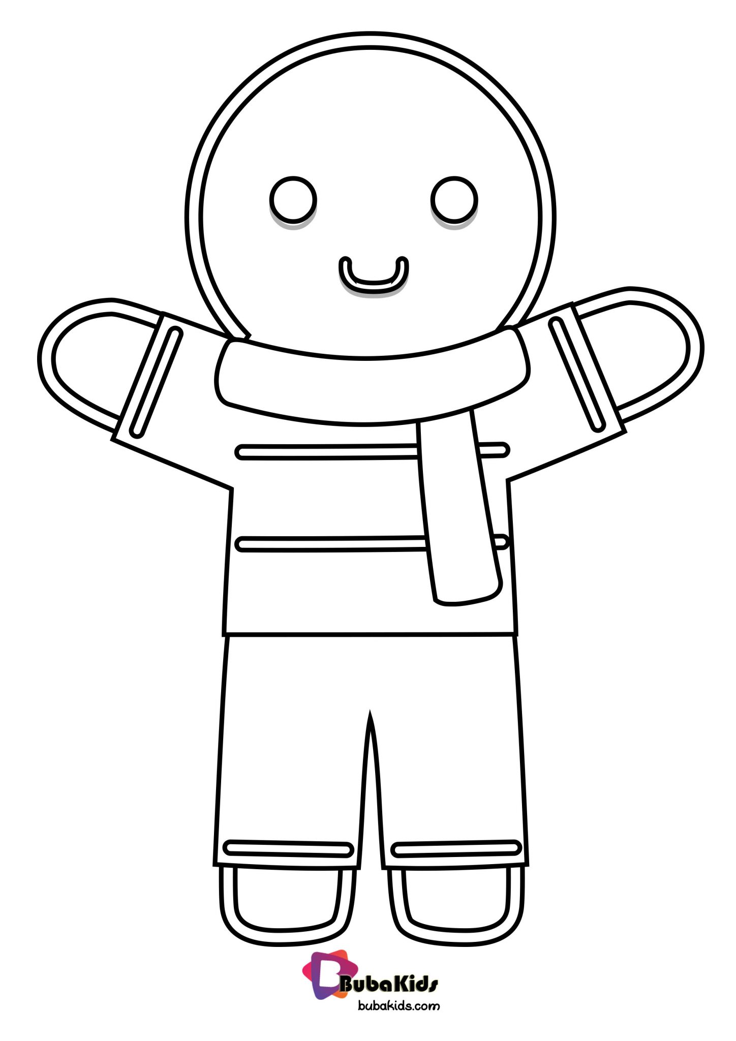 Gingerbread Coloring Page Winter Costume | BubaKids.com