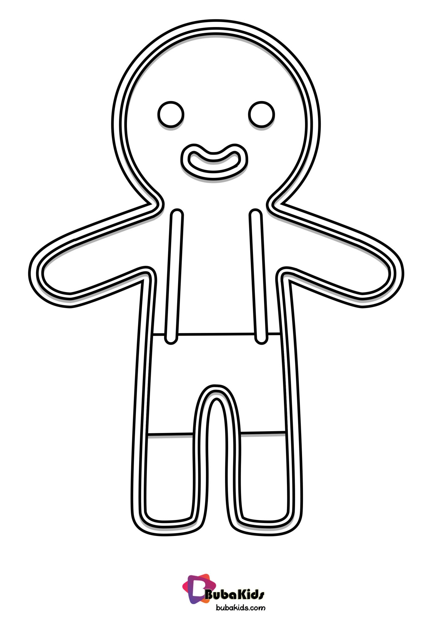 Gingerbread Little Kids Coloring Page | BubaKids.com