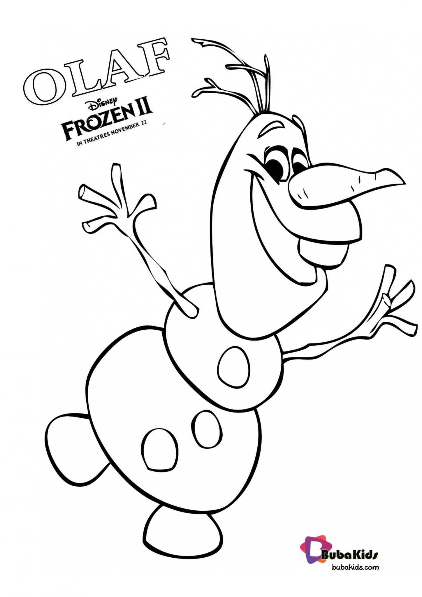 Olaf Frozen 2 Coloring Page | BubaKids.com