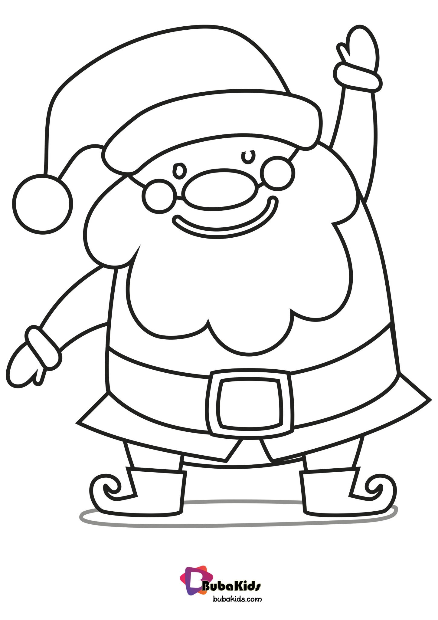 Hohoho Say Hello to Santa Coloring Page | BubaKids.com
