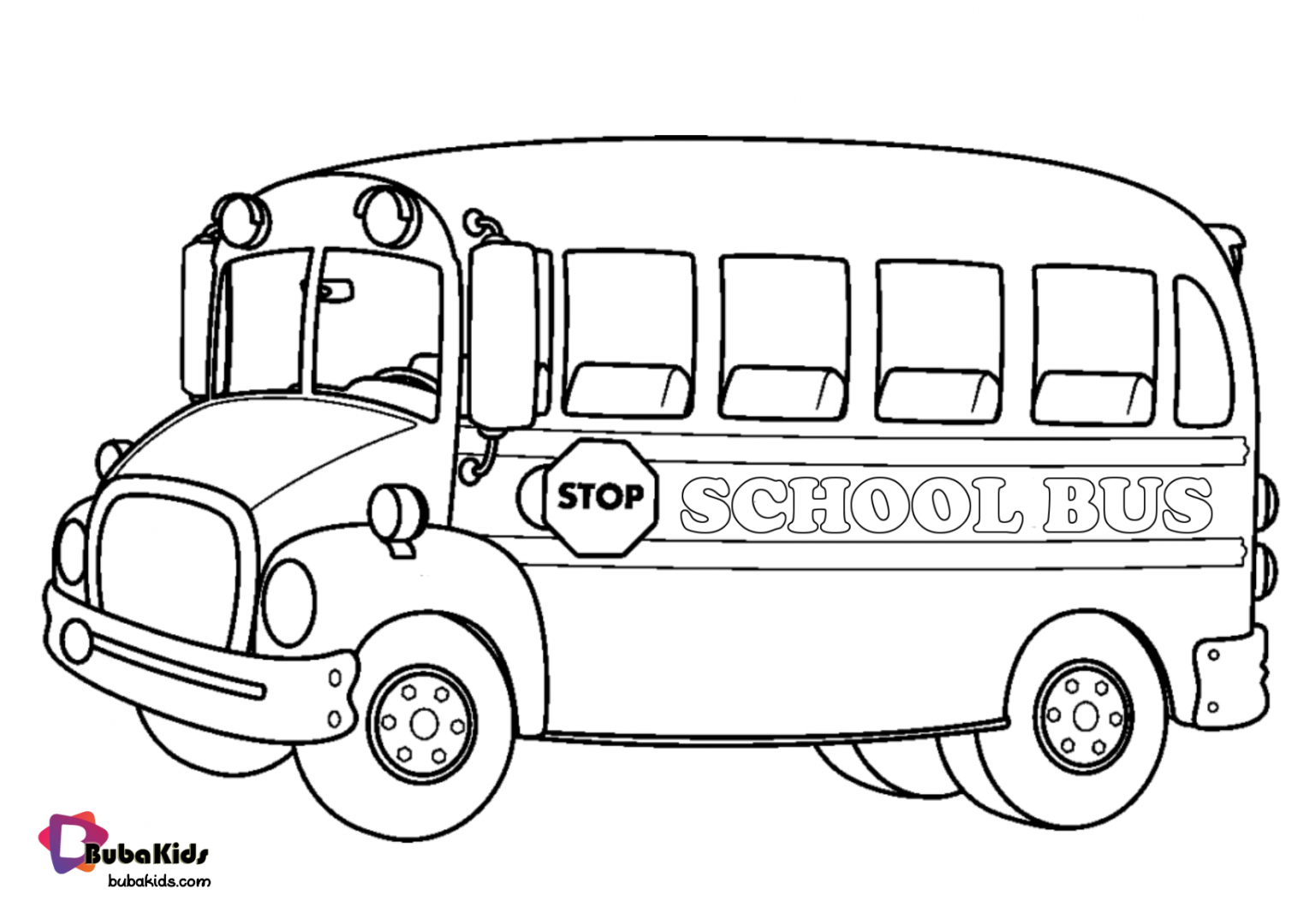 School Bus coloring page. | BubaKids.com