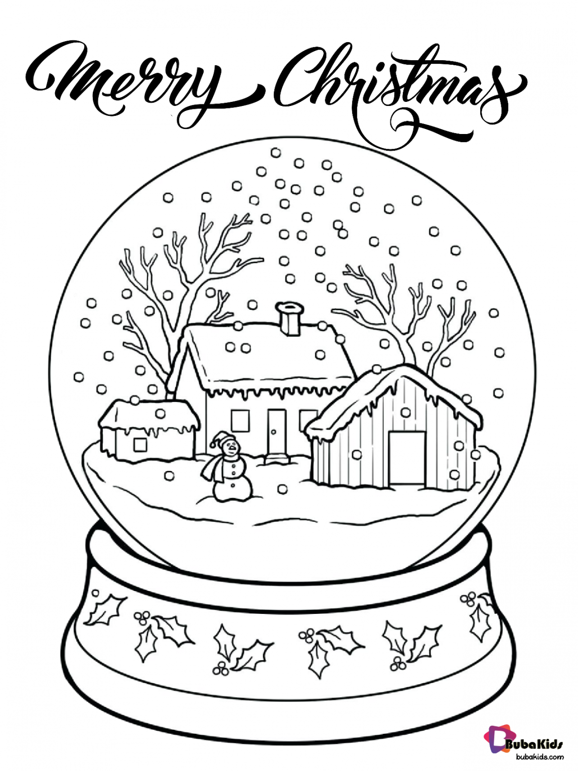Snow Globe Card Template Sketch Coloring Page