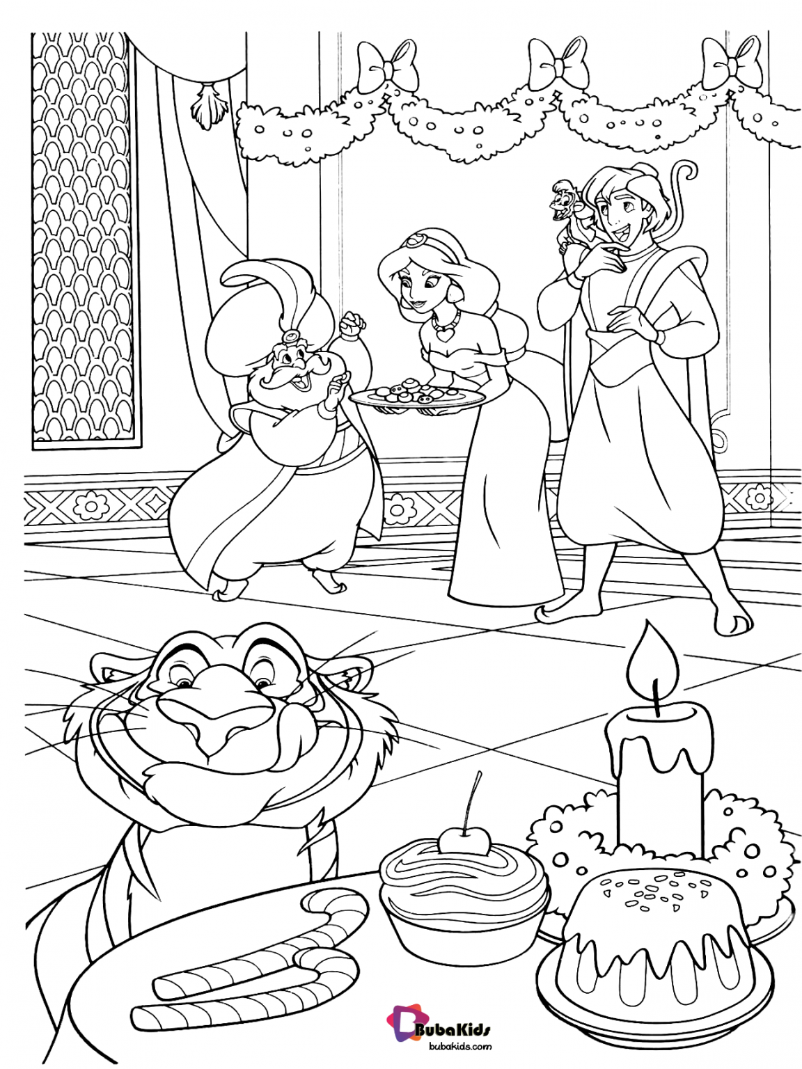 Free download to print Aladdin coloring page. | BubaKids.com