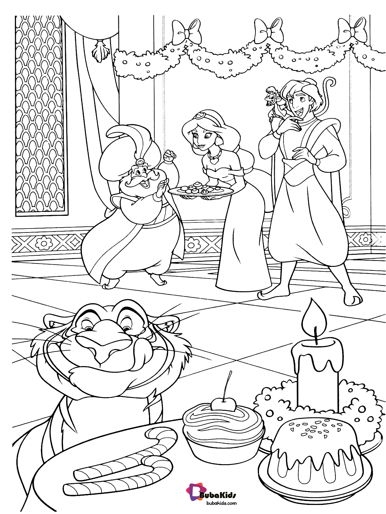 Free download to print Aladdin coloring page. - BubaKids.com