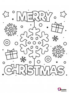 Merry Christmas printable coloring page. | BubaKids.com