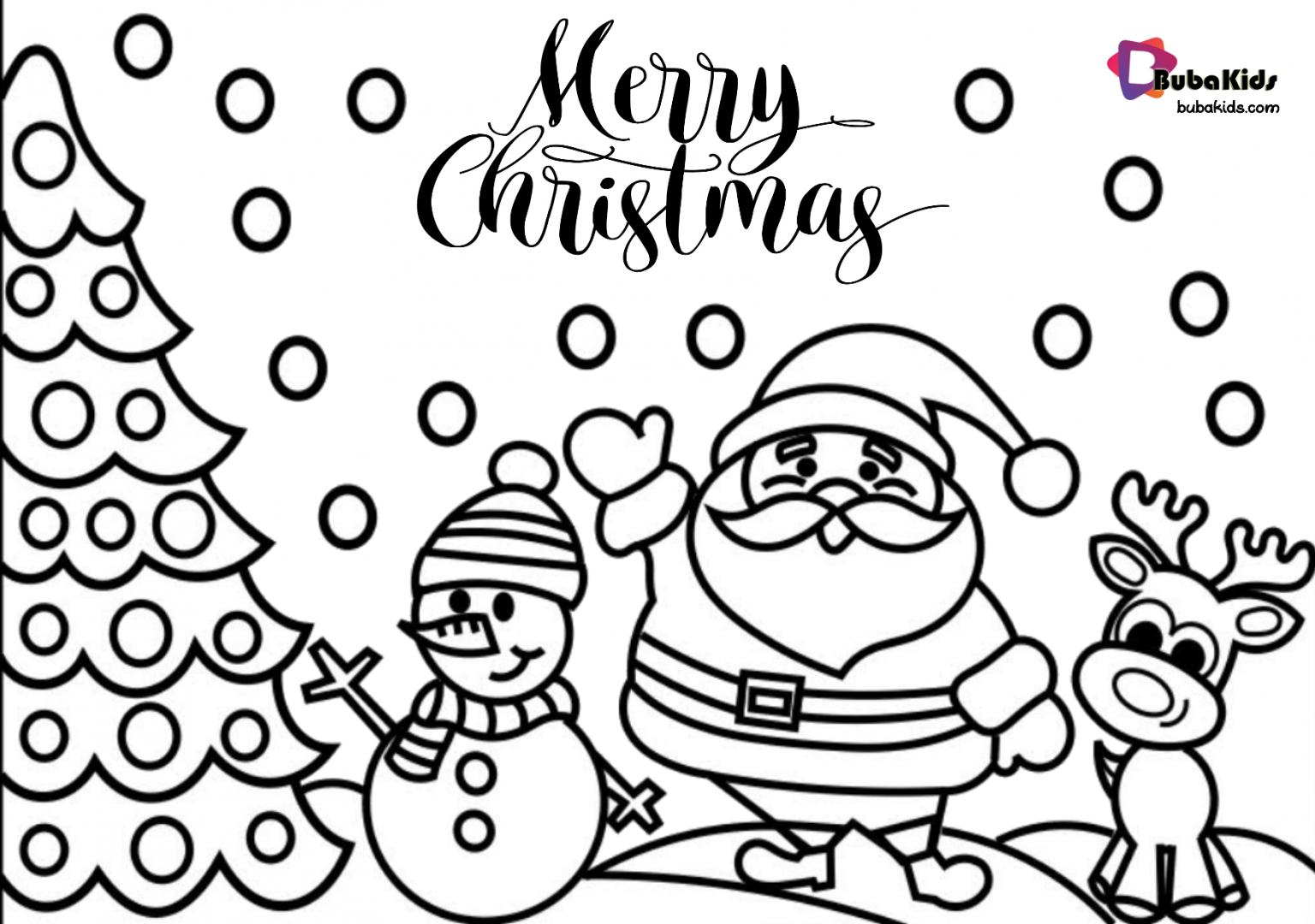 Merry christmas santa coloring pages. | BubaKids.com