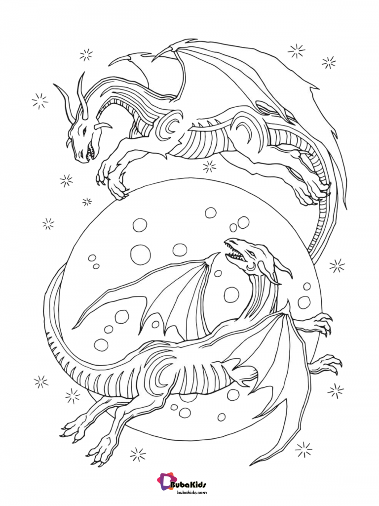 Dragon legendary monster coloring page. | BubaKids.com
