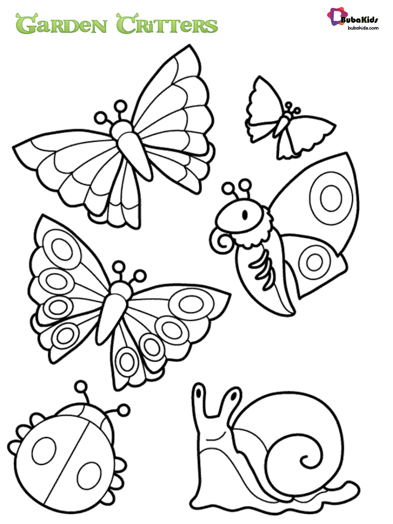 Garden critters coloring page animal coloring page | BubaKids.com