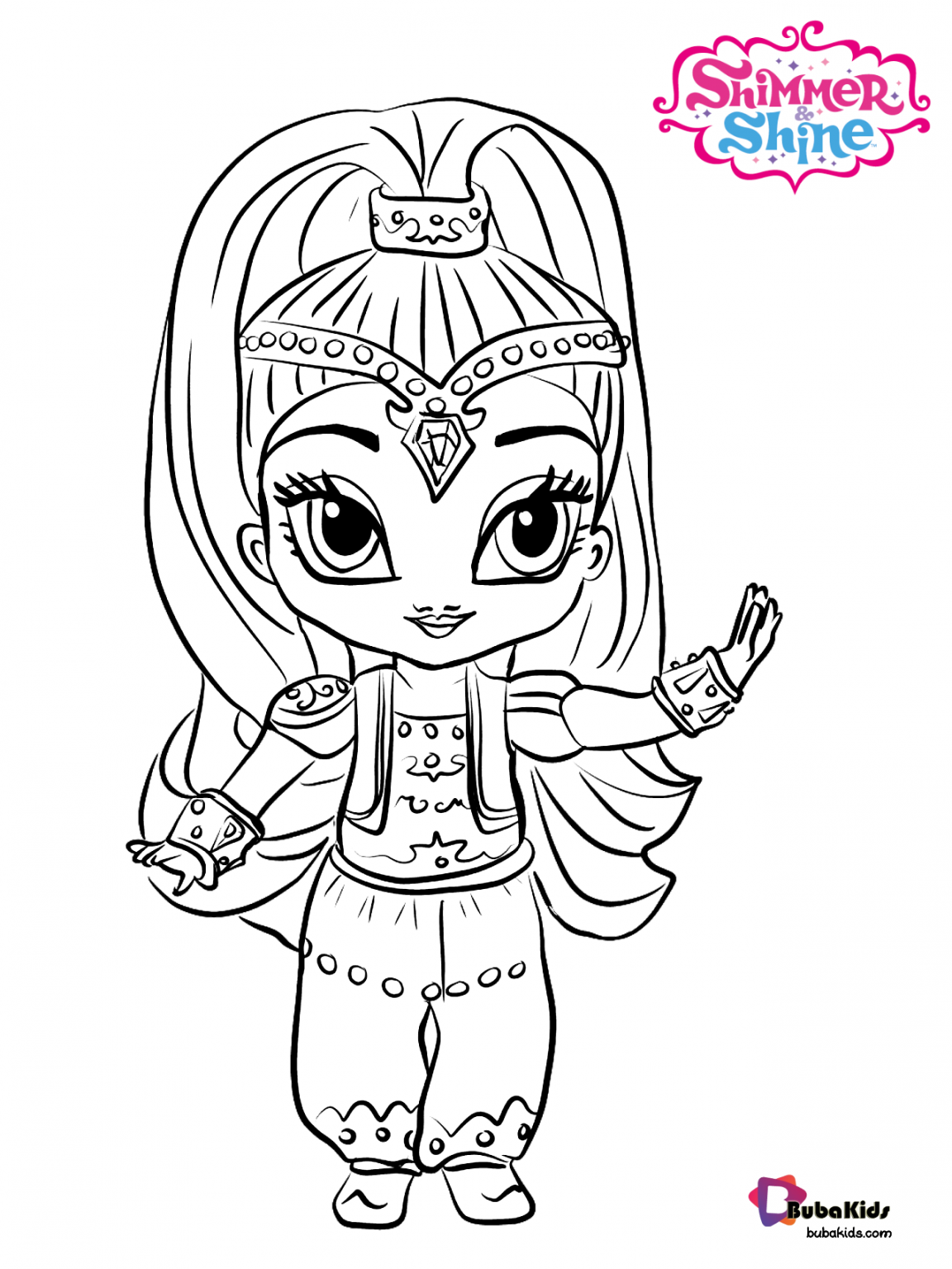 Shimmer and Shine characters Andine coloring page | BubaKids.com