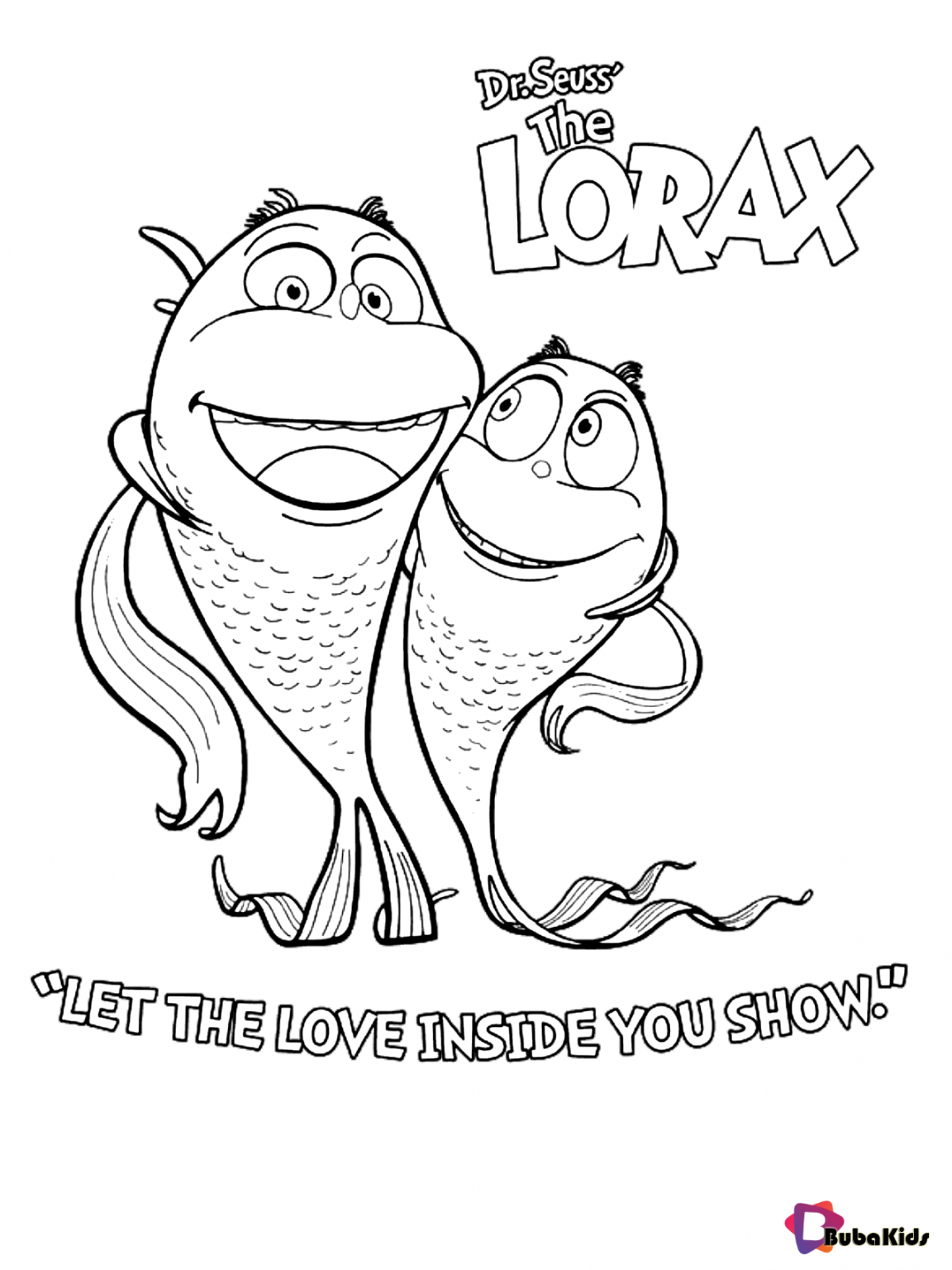 Dr seuss The Lorax humming fish coloring page | BubaKids.com