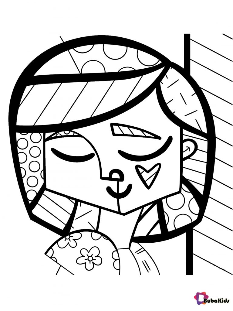 Good girl picture by Romero Britto coloring page | BubaKids.com