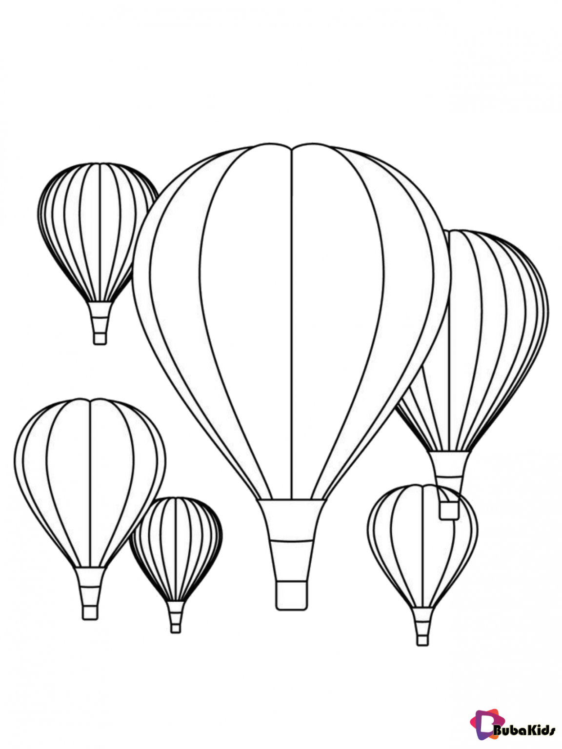 Hot air balloon coloring page for kids | BubaKids.com