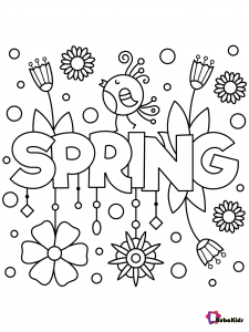 Spring time coloring page for kids | BubaKids.com