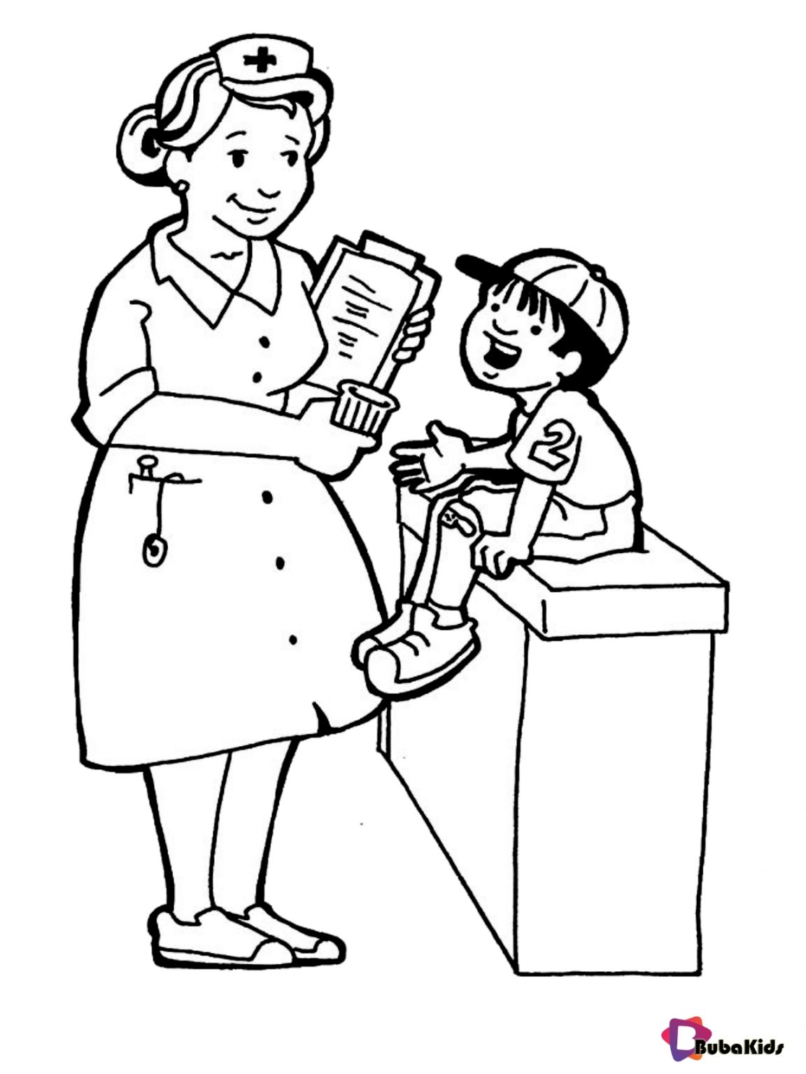 Doctors nurses and medical workers coloring page | BubaKids.com