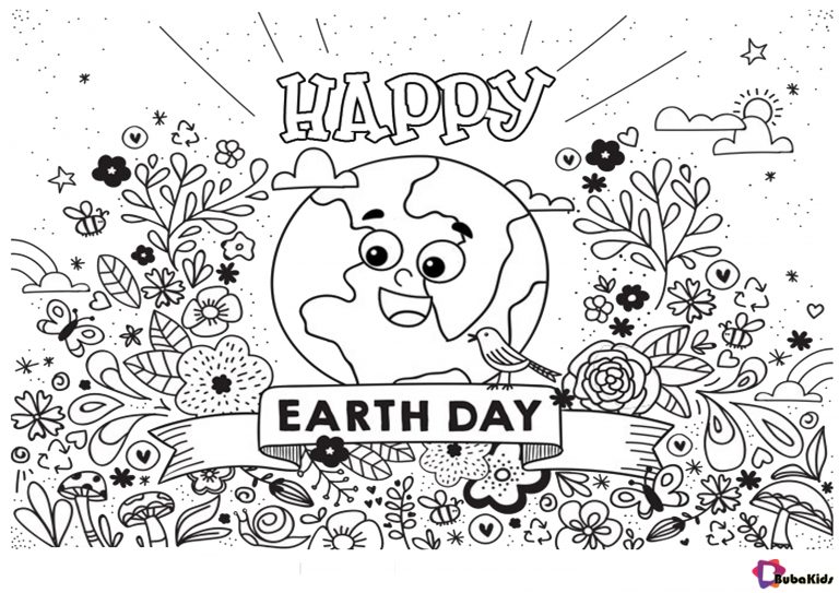 Happy earth day coloring pages | BubaKids.com