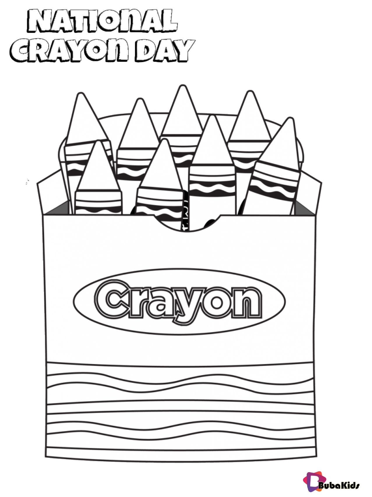 National crayon day on march 31 coloring page | BubaKids.com