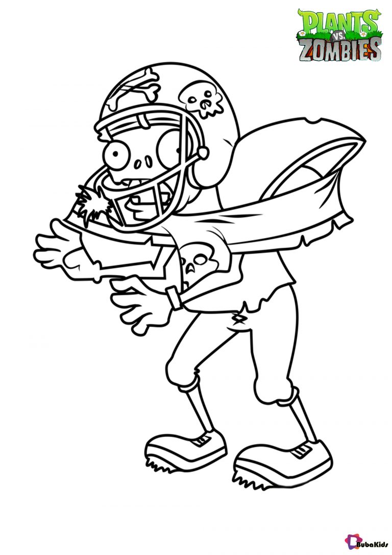 Plants vs zombies Football Zombie coloring page | BubaKids.com