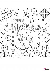 Mother's day coloring pages flowers hearts | BubaKids.com