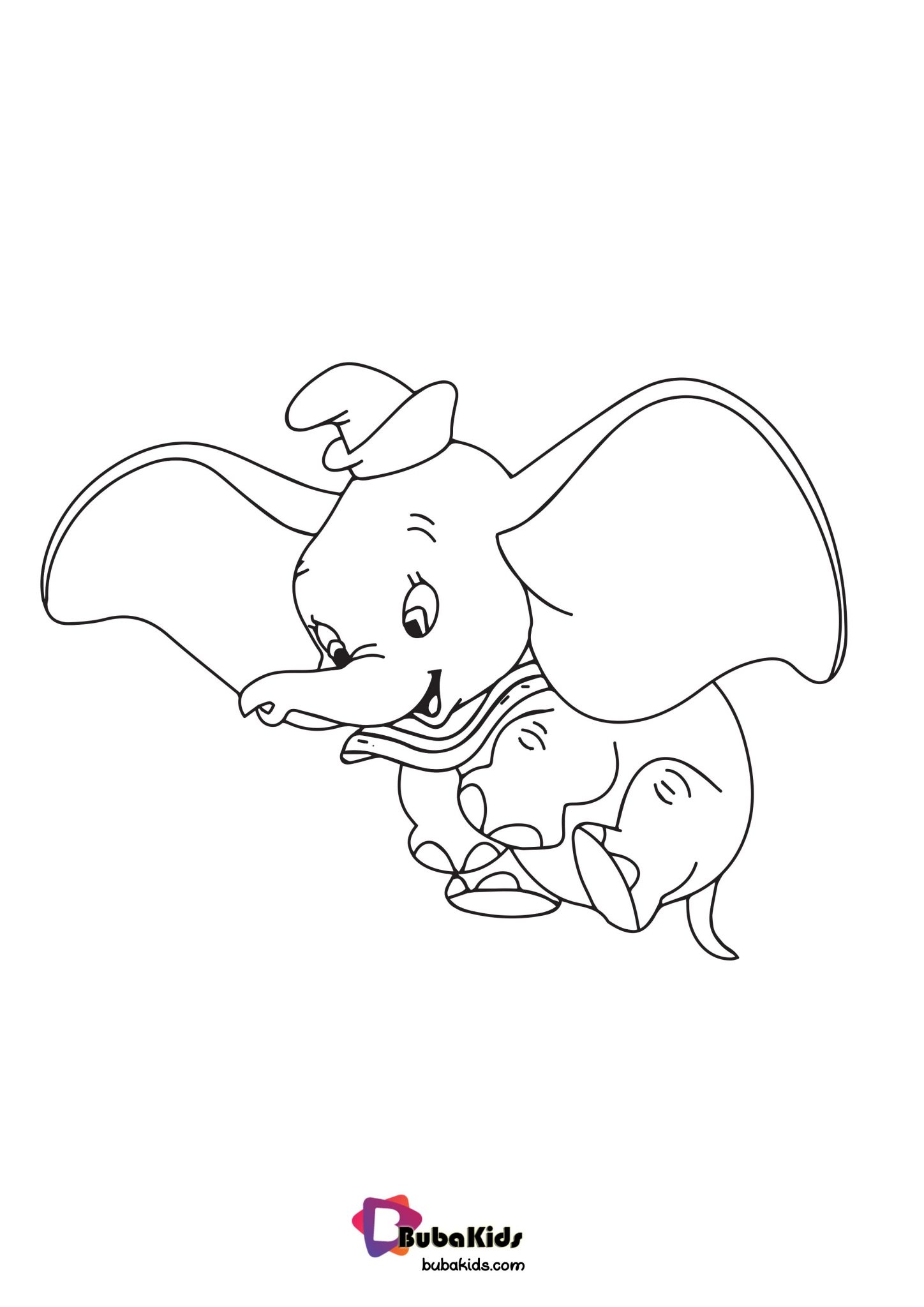 Cute Dumbo Coloring Page | BubaKids.com