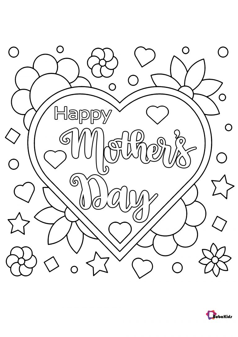 Happy mother's day coloring pages hearts and flowers | BubaKids.com