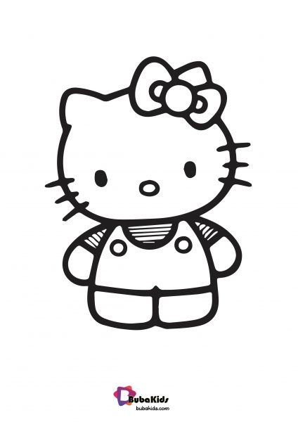 Hello Kitty Cute Coloring Page For Girls | BubaKids.com