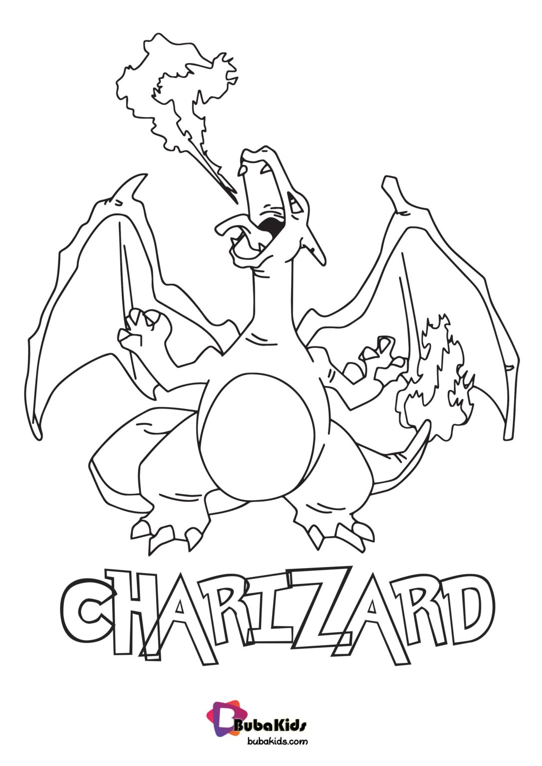 Charizard Dragon Coloring Page | BubaKids.com