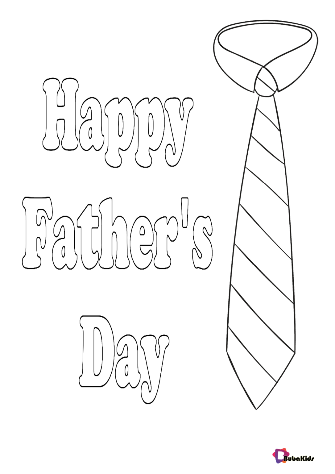 Happy Father's day tie coloring pages | BubaKids.com